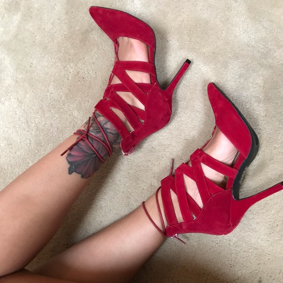 Shoes | Sexy Red Strapped Heels Nwot | Poshmark